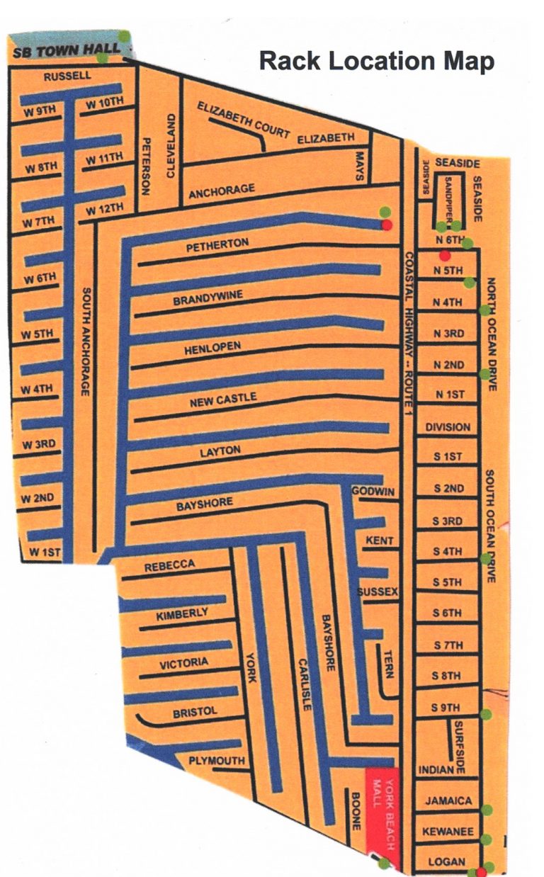 Bike Rack Location Map - South Bethany